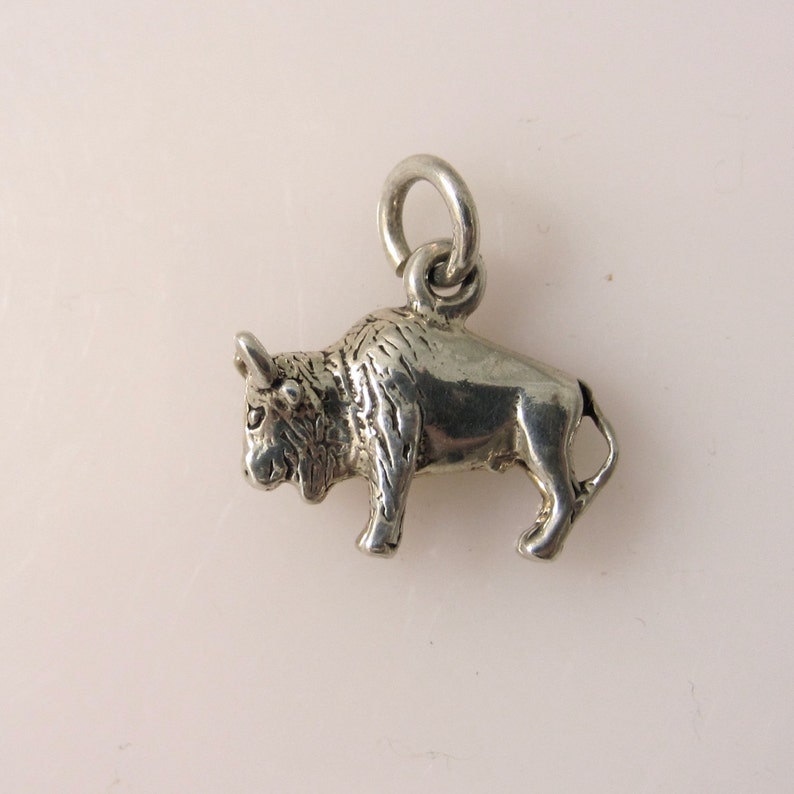 BUFFALO .925 Sterling Silver 3-D Charm Pendant Bison Animal Yellowstone ...