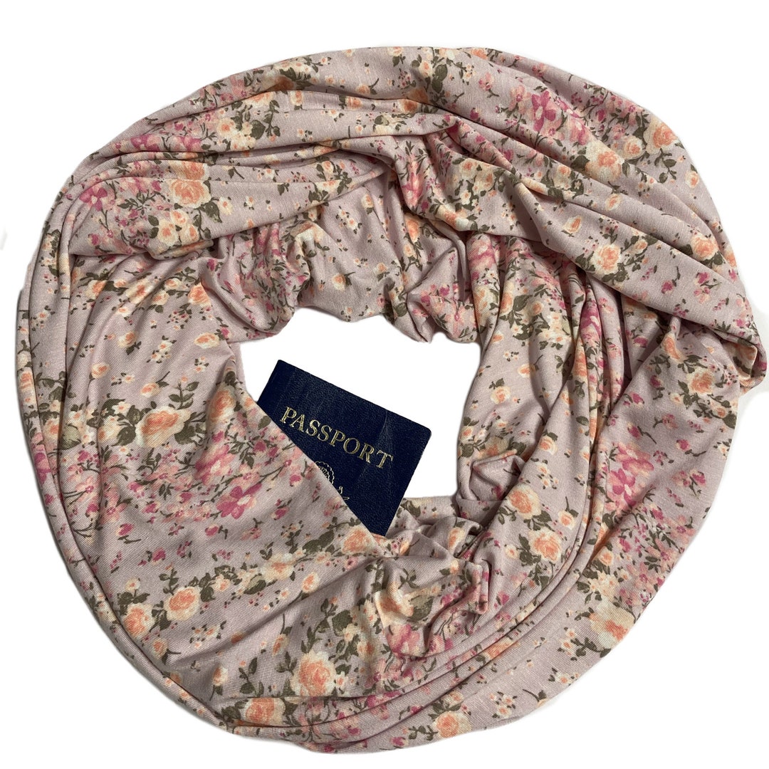 Secret Pocket Infinity Scarf Passport Scarf Hidden Pocket - Etsy