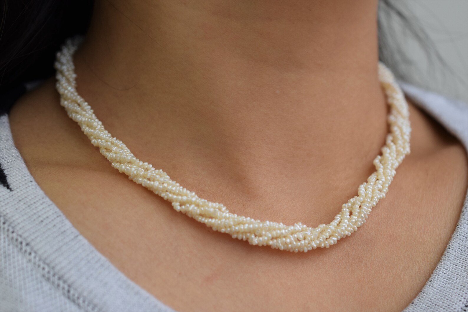 Seed Pearl Necklace 14K Yellow Gold | Etsy