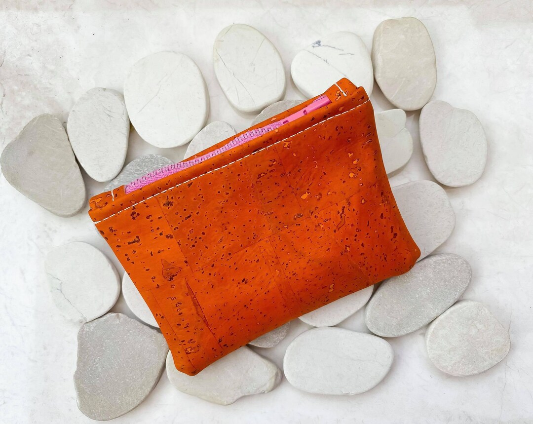 Custom Coin Purse Vegan Cork Leather, Zipped Change Purse Pouch Wallet ...