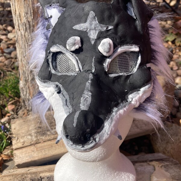 Black Wolf Therian Mask - Etsy