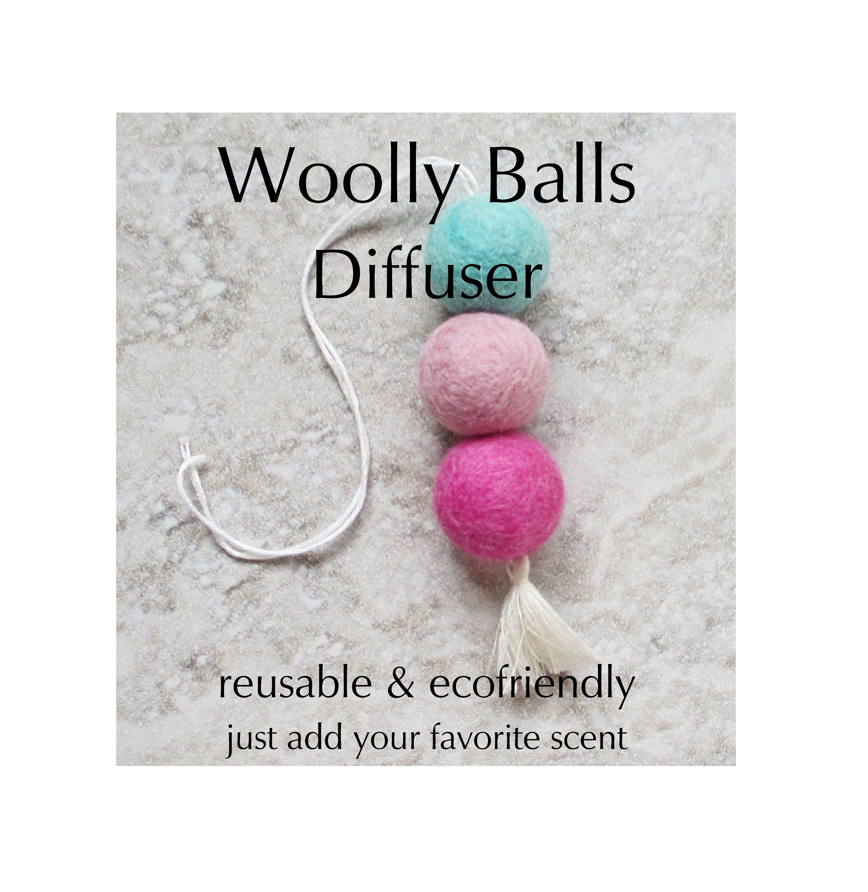 Woolly Balls Natural Car Diffuser, Style N (hot Pink, Rose, Aqua) Pick ...