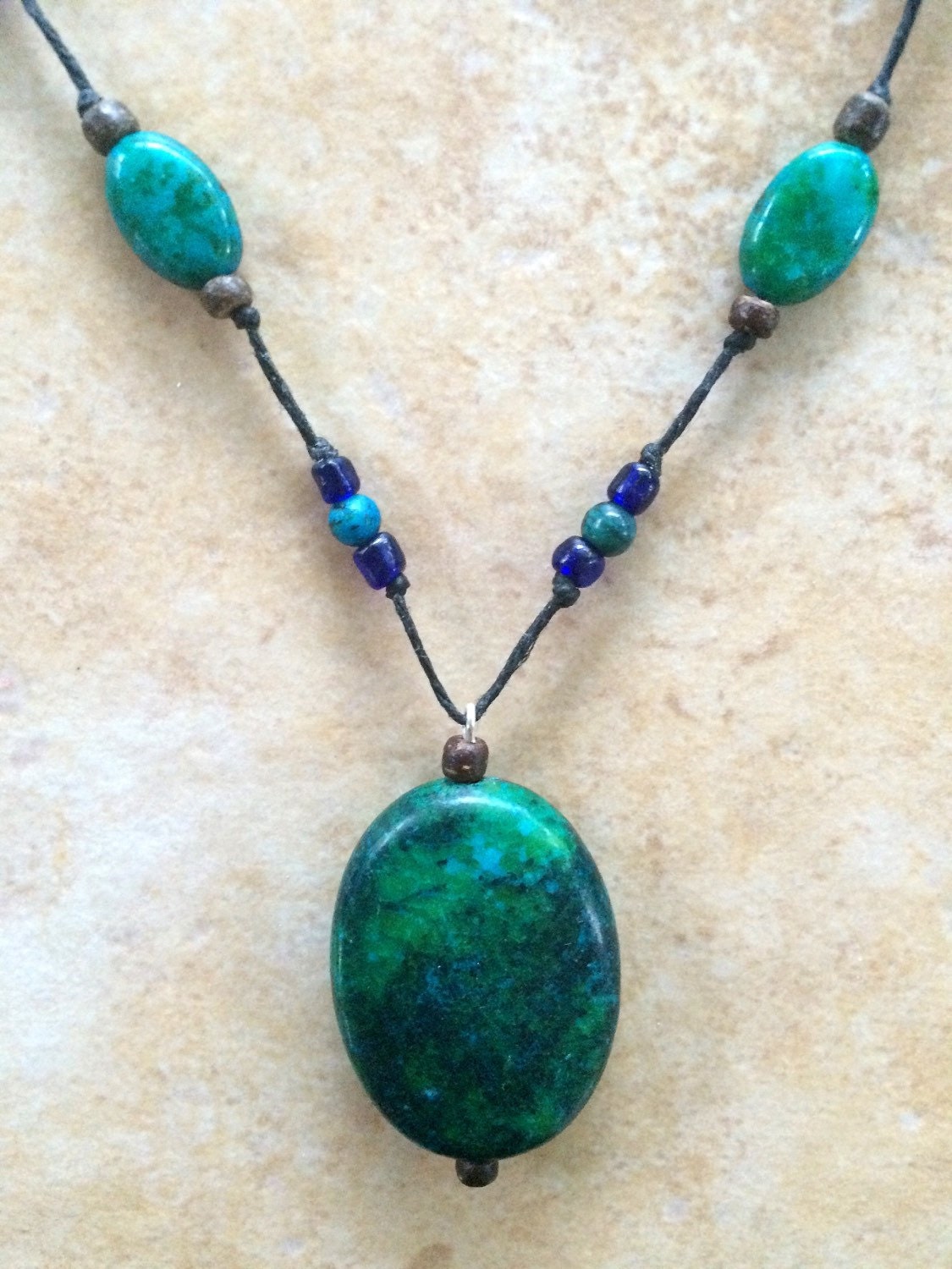 Stone Pendant, Stone Necklace, Turquoise Stone, Handmade Necklace, Boho ...