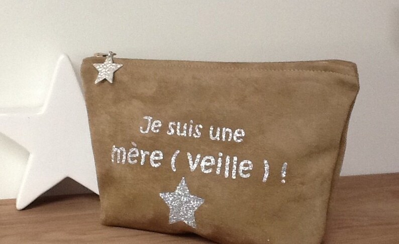 Camel Makeup Bag With Silver Glitter and Star / Personalized - Etsy