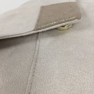 Ecru Wedding Clutch Bag in Suedette and Gold Linen / Customizable Ivory ...