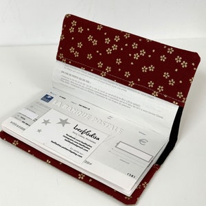Checkbook Holder Linen and Red Japanese Fabric Sakura Gold / Golden ...