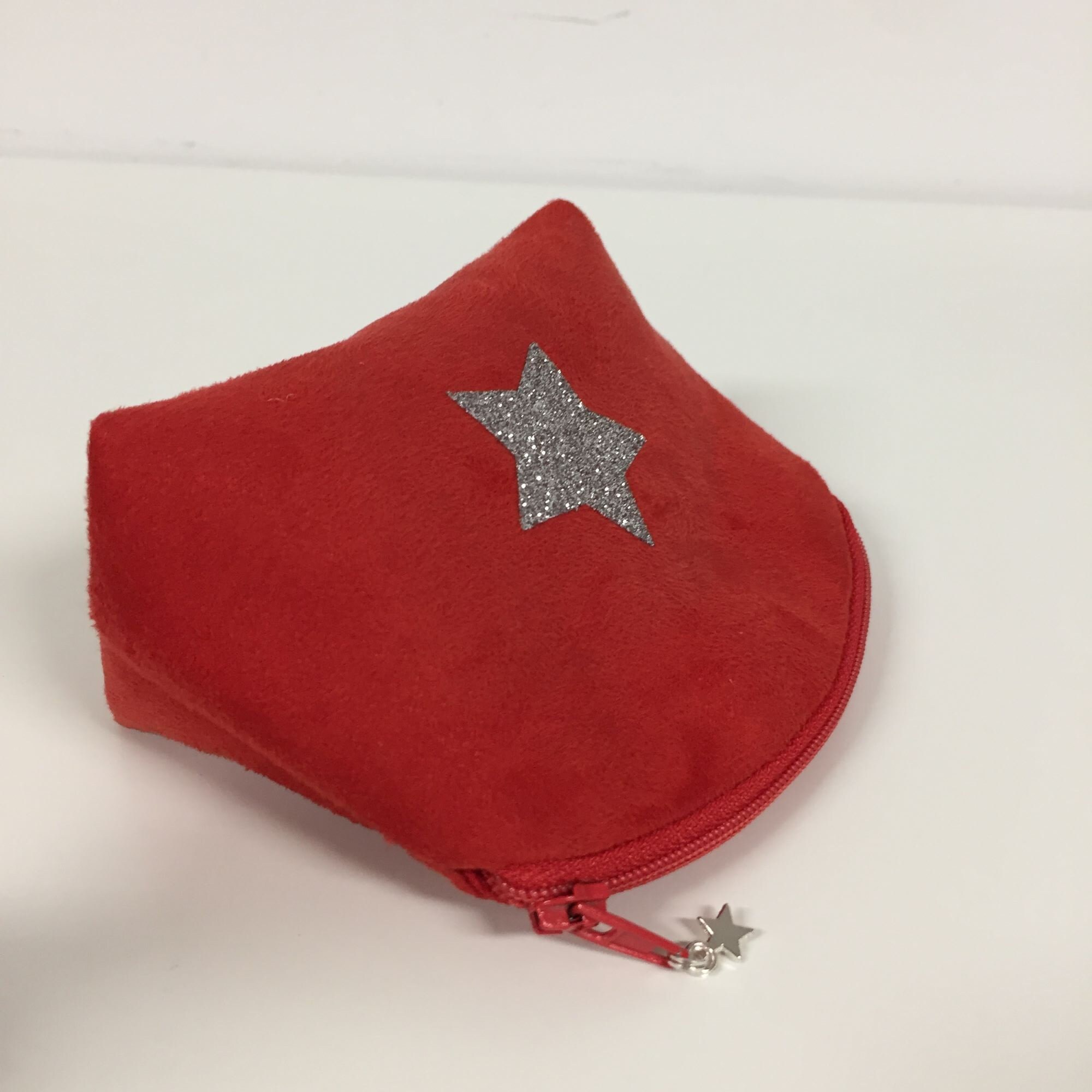 Small Bright Red Coin Purse Silver Star / Mini Suede Pouch - Etsy
