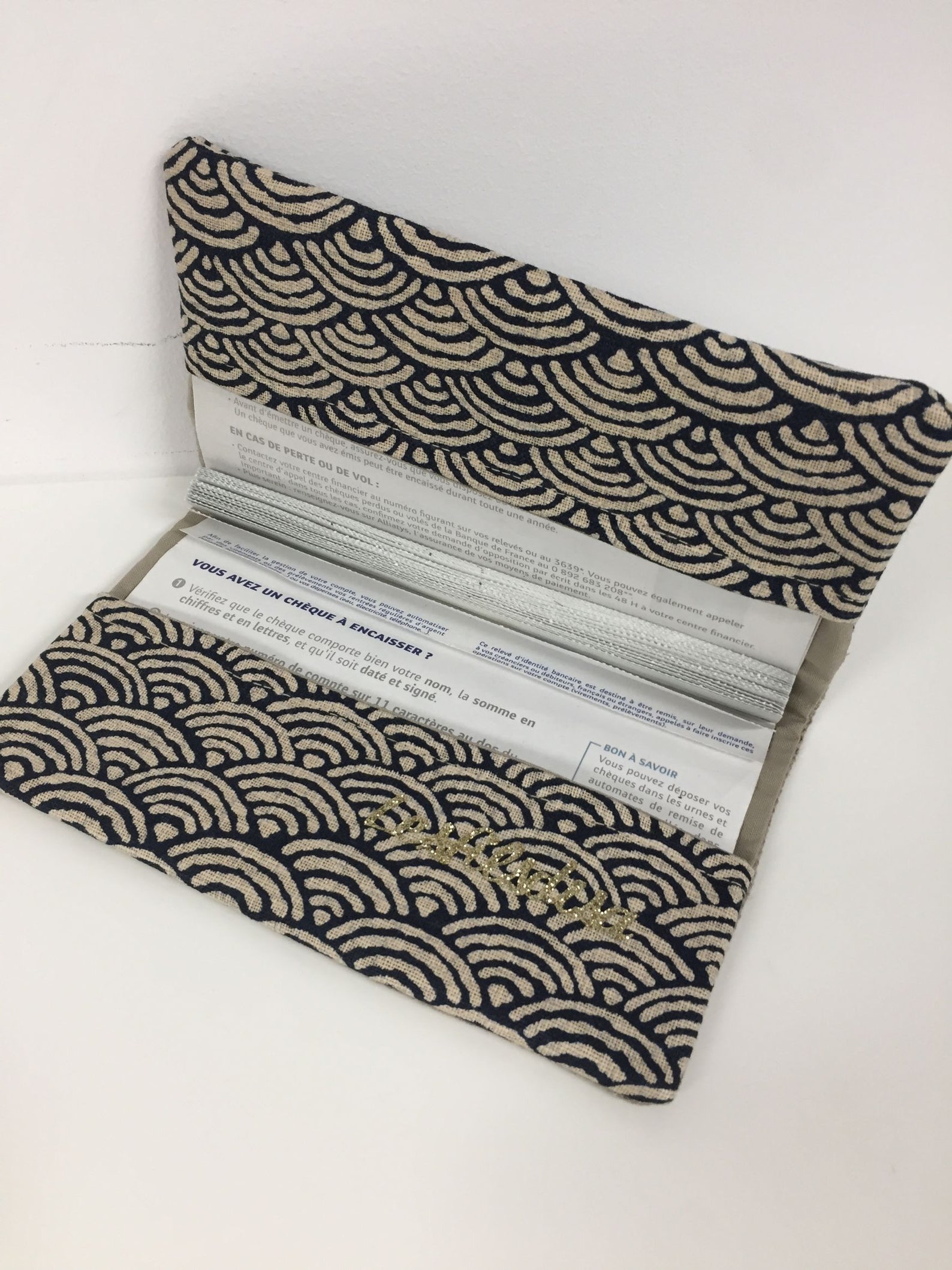 Seigaiha Midnight Blue Linen and Japanese Fabric Checkbook Holder ...