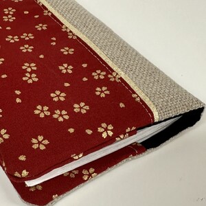 Checkbook Holder Linen and Red Japanese Fabric Sakura Gold / Golden ...