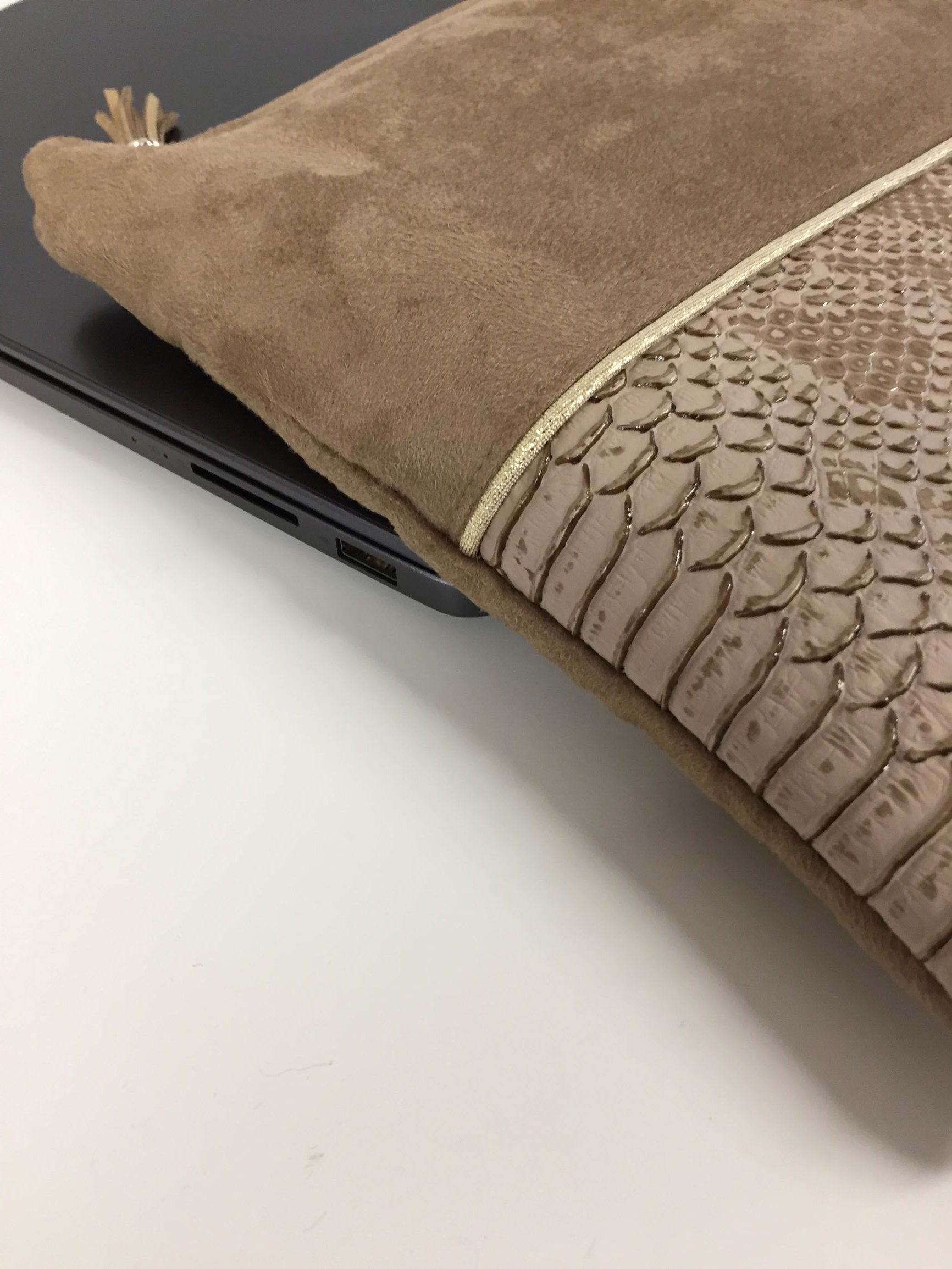 Camel and Gold Macbook Case / Computer Carrying Case Suede | Etsy