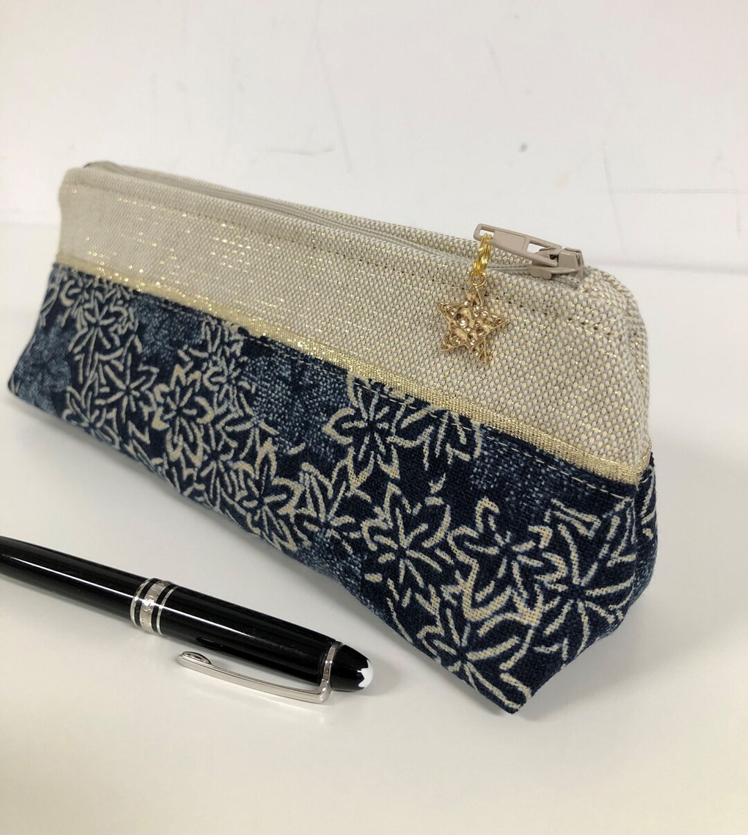 Mini Pen Case in Japanese Fabric and Gold Glitter Fabric Star - Etsy