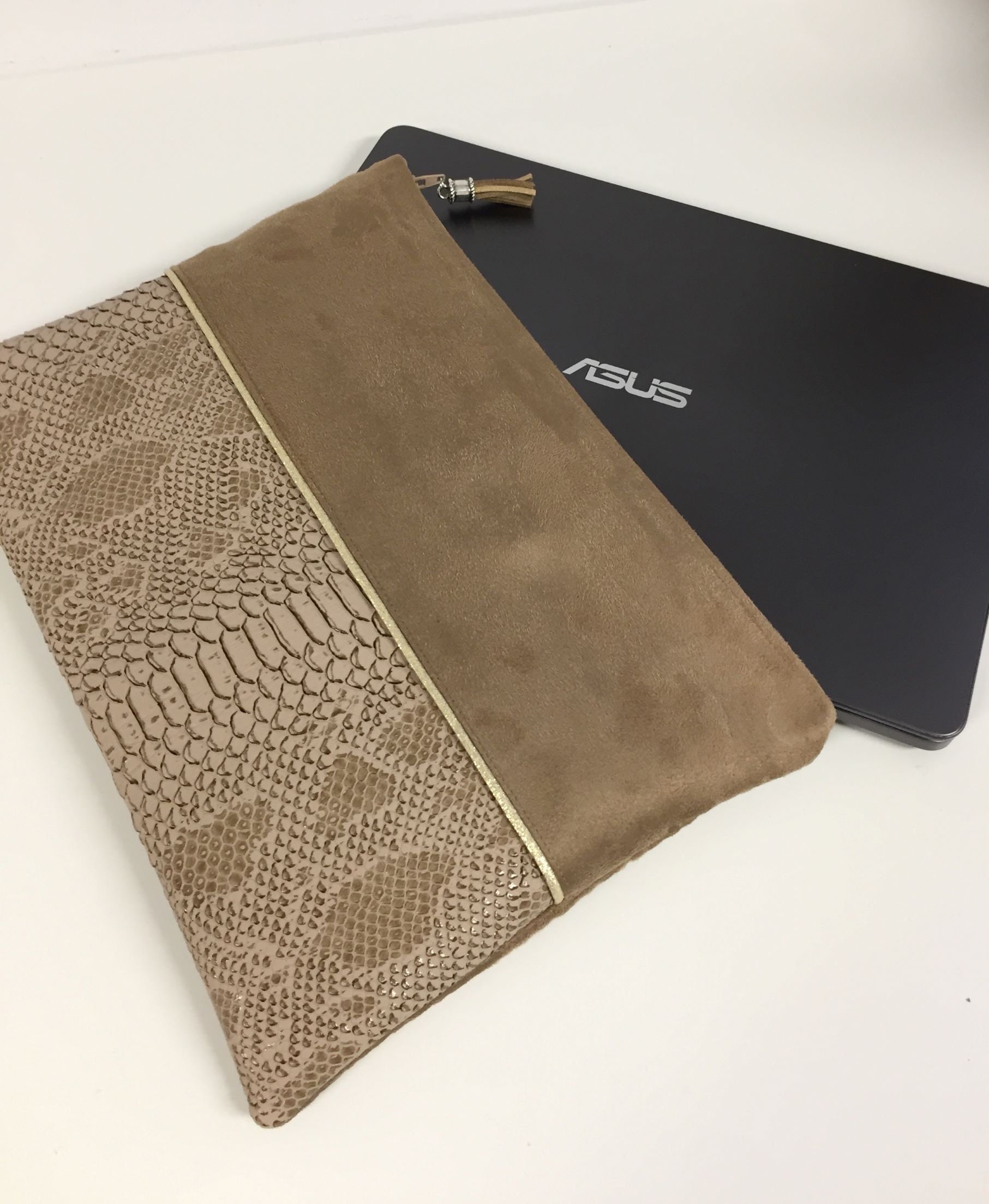 Camel and Gold Macbook Case / Computer Carrying Case Suede | Etsy