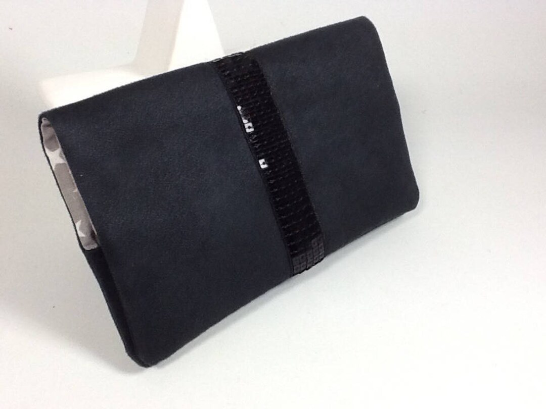 Black Checkbook Holder, / Suedette Wallet Size Checkbook Case ...