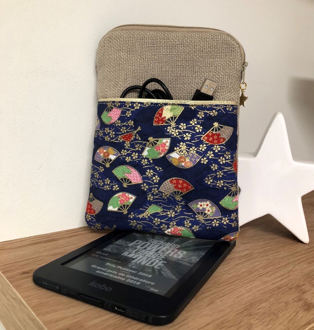 Kobo E-reader Pouch Linen and Japanese Fan Fabric / Custom - Etsy