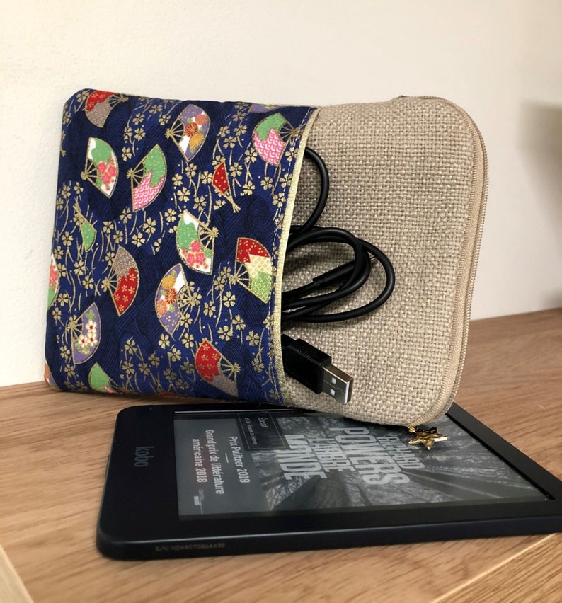 Kobo E-reader Pouch Linen and Japanese Fan Fabric / Custom - Etsy