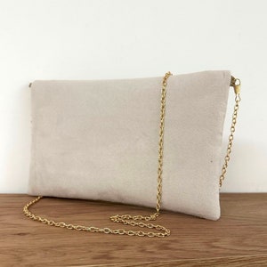 Ecru Wedding Clutch Bag in Suedette and Gold Sequins / Customizable ...