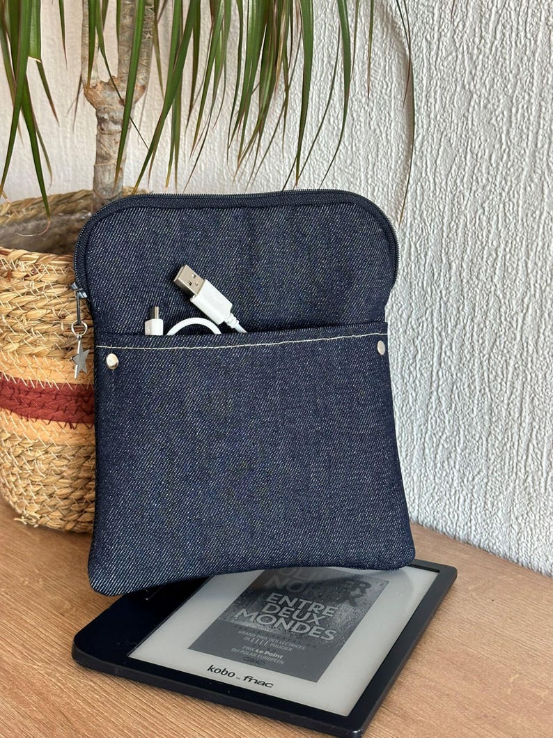 Kobo Pouch in Raw Denim / Kindle Case 6 to 10 Inches / Zipped Denim ...