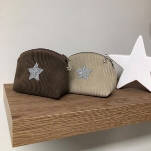 Small Coin Purse in Black Velvet, Glitter Star / Small Zipped Purse in ...