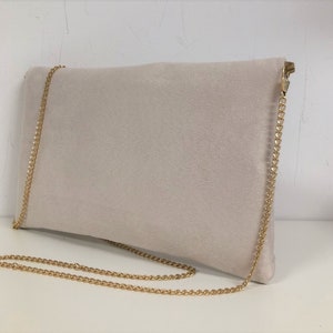 Ecru Wedding Clutch Bag in Suedette and Gold Linen / Customizable Ivory ...