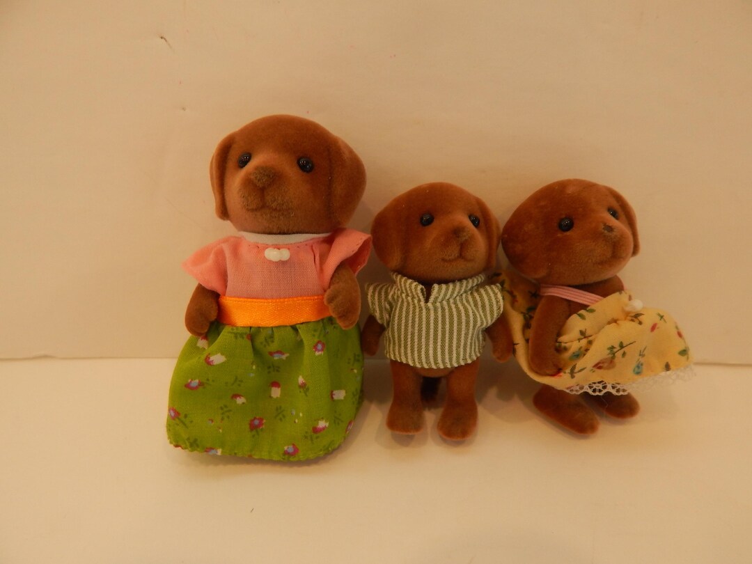 Vintage Calico Critters Chocolate Lab Family Lot of 3 Mom Sis and Bro ...
