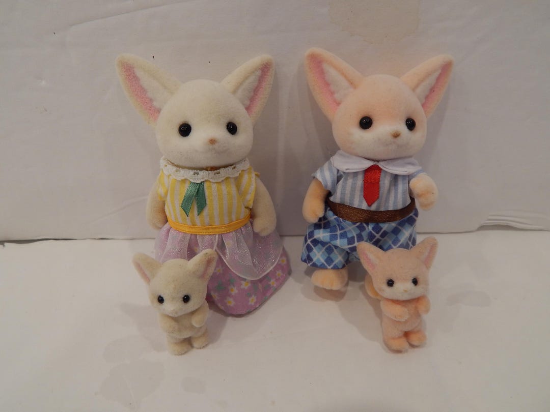 Vintage Calico Critters Sylvanian Fennec Fox CC2069 Family Dad Mom and ...