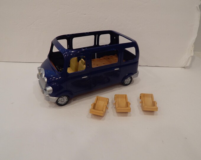 Vintage Calico Critters Blue Family Seven Seater Van Incomplete CC1483 ...