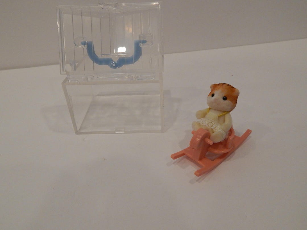 Calico Critters Standing Maple Cat Baby With Rocking Horse and Case - Etsy
