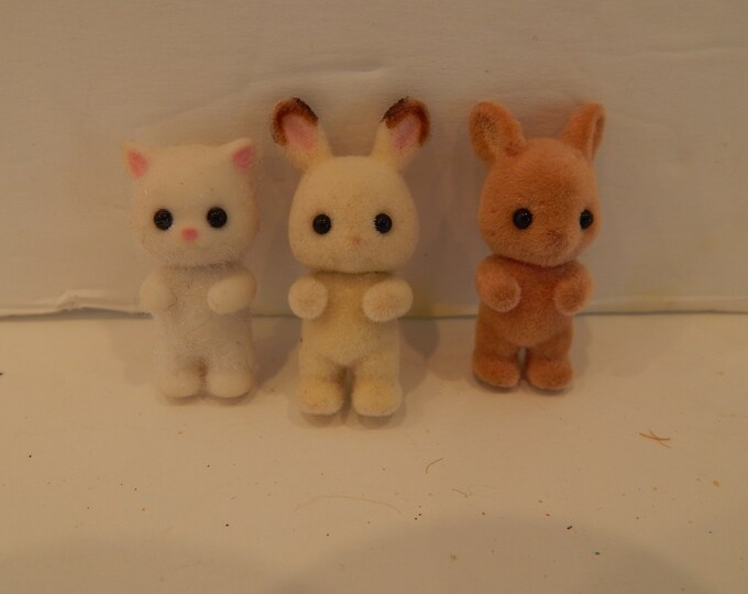 Vintage Calico Critters Three Amigos Tiny Babies Persian Cat, Hopper ...