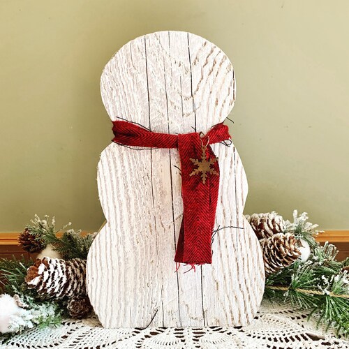 Farmhouse Christmas Snowman Decor Wood Snowman Rustic | Etsy