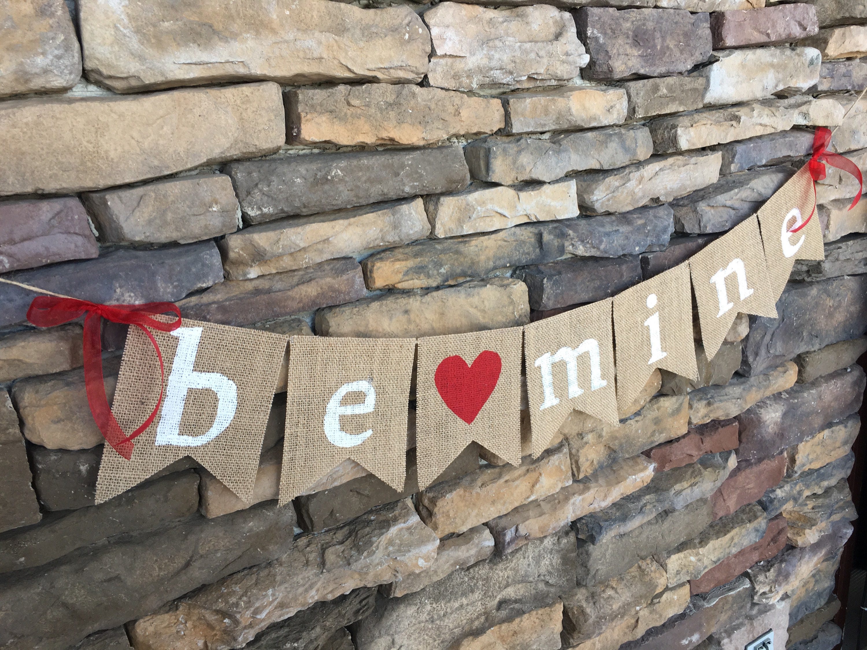 Be Mine Banner Valentine Burlap Banner Valentine's Day | Etsy