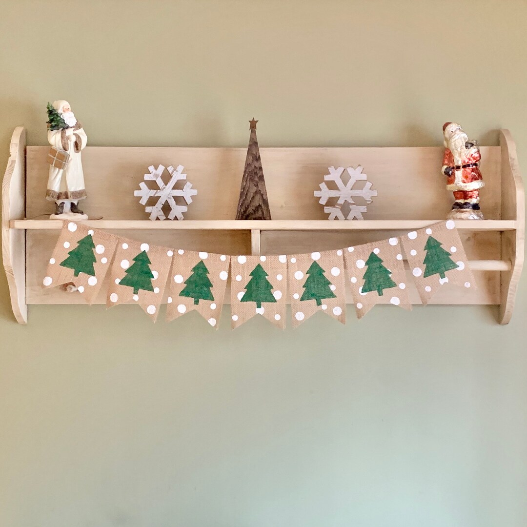 Christmas Tree Banner, Christmas Banner, Christmas Burlap Banner ...