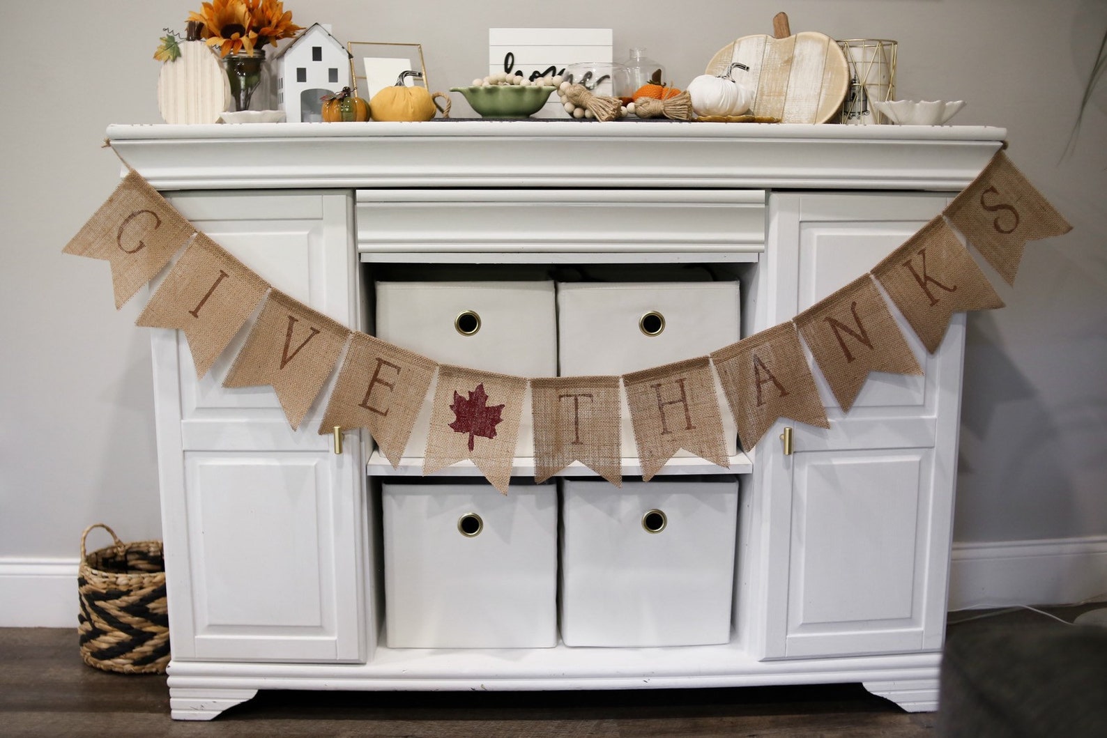 Give Thanks Banner Give Thanks Burlap Banner Thanksgiving | Etsy