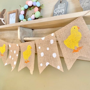 Chick Burlap Banner, Chick Banner, Easter Garland, Easter Decor, Easter ...
