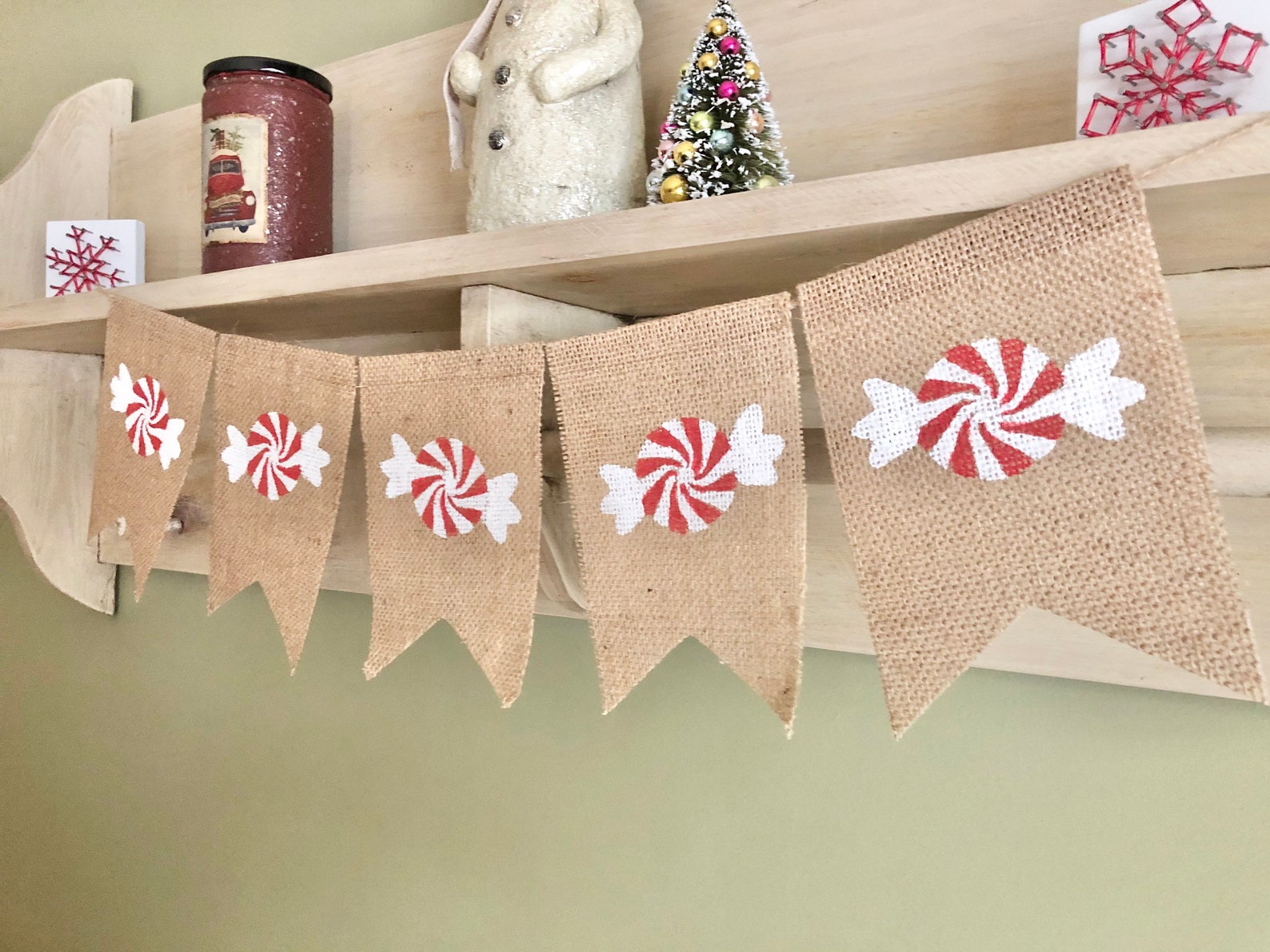 Peppermint Banner, Peppermint Christmas Banner, Peppermint Burlap ...