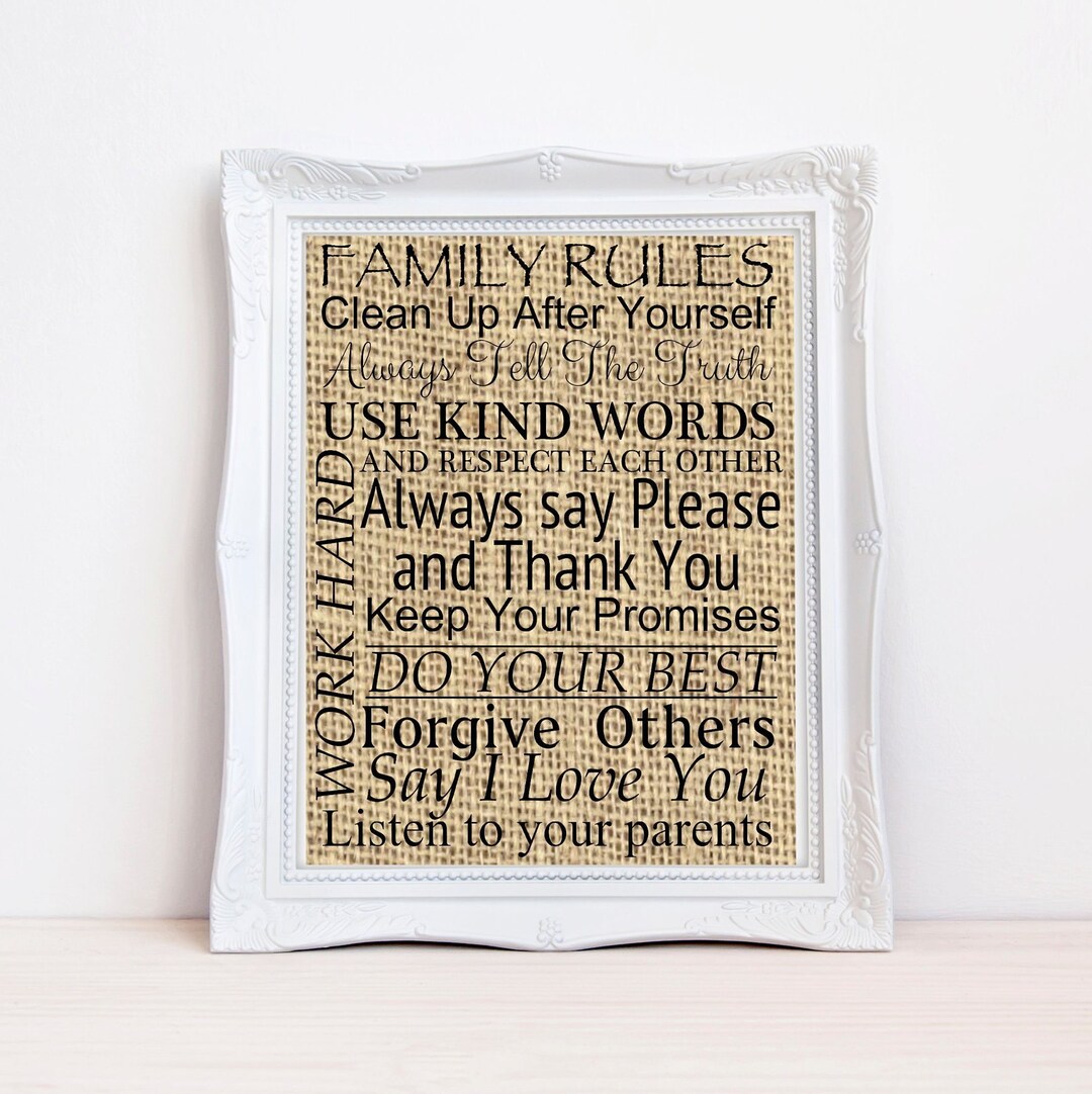 Family House Rules, Family Rules Sign, Family Burlap Print, House Rules ...