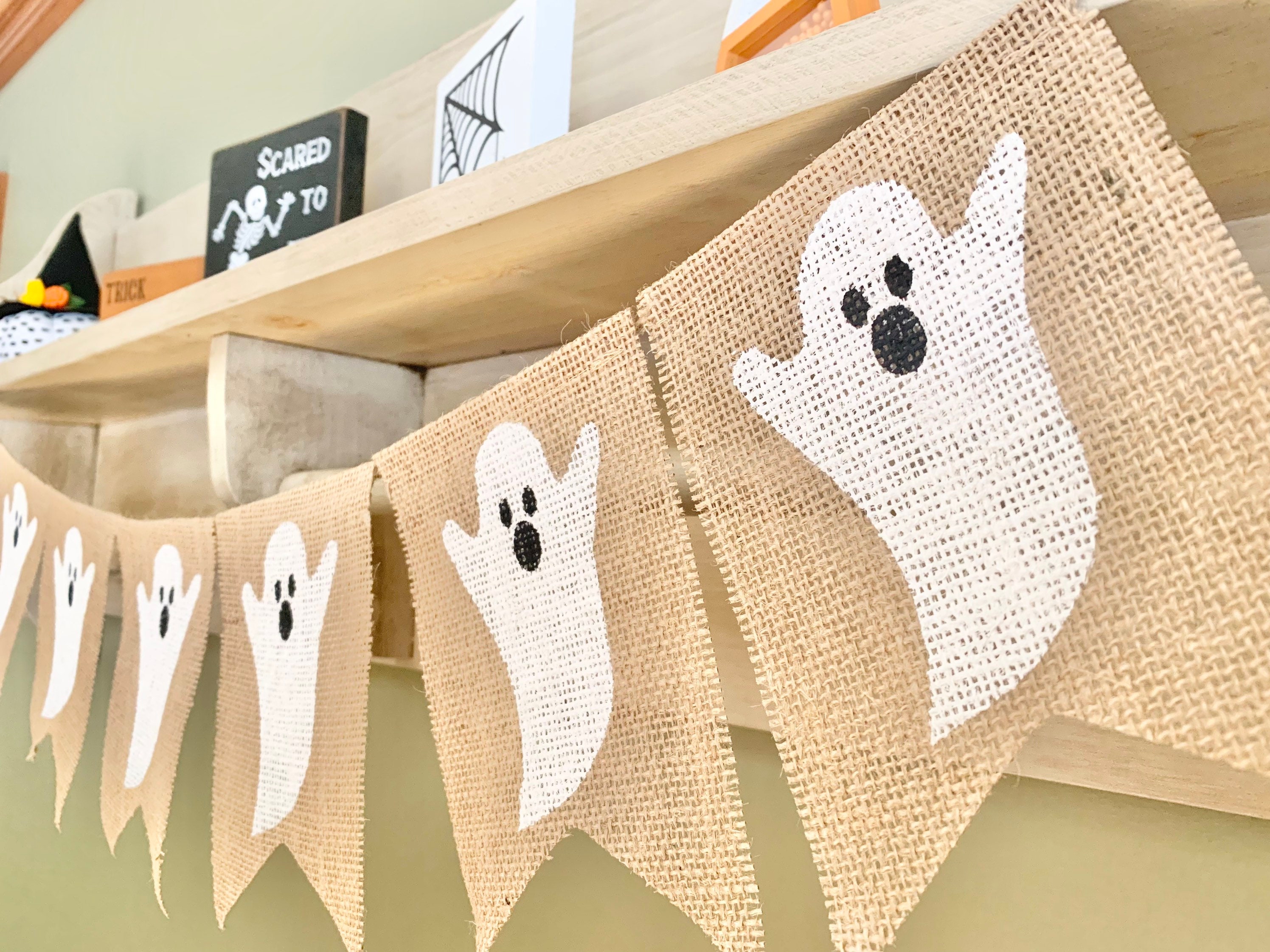 Ghost Burlap Banner Ghost Banner Halloween Banner - Etsy