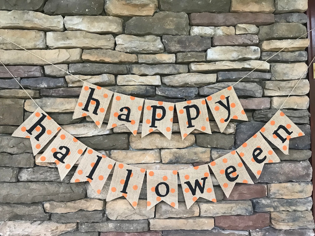 Happy Halloween Burlap Banner, Happy Halloween Banner, Burlap Banner ...