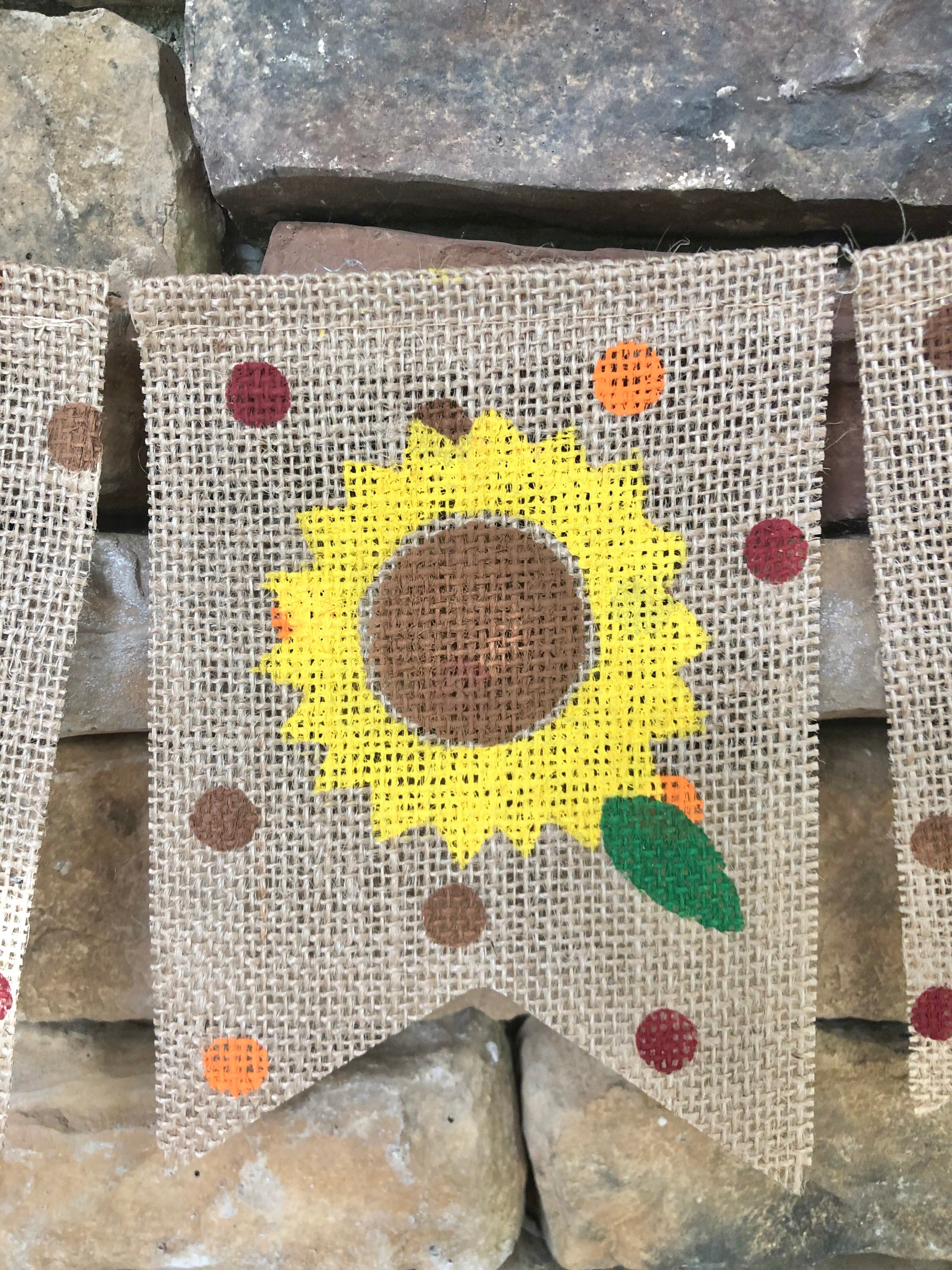Sunflower Banner Sunflower Burlap Banner Fall Banner | Etsy