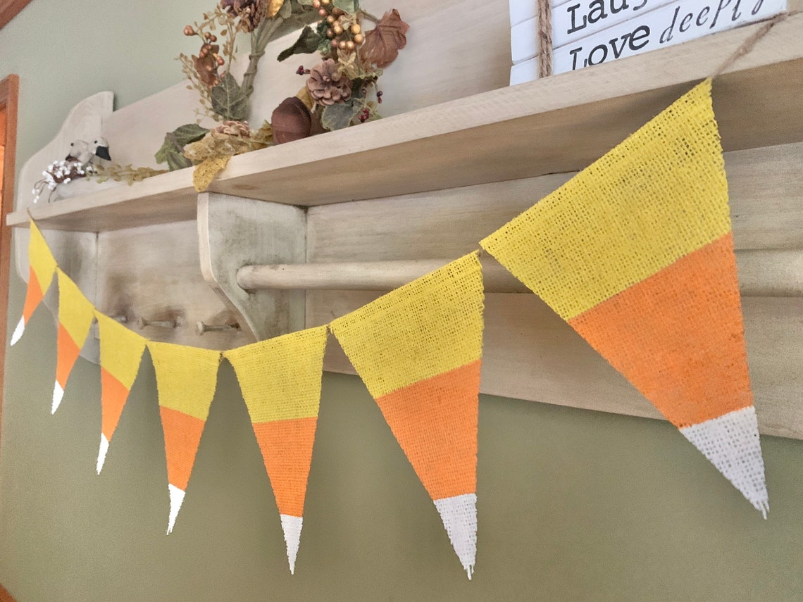 Candy Corn Burlap Banner Candy Corn Banner Candy Corn Decor | Etsy