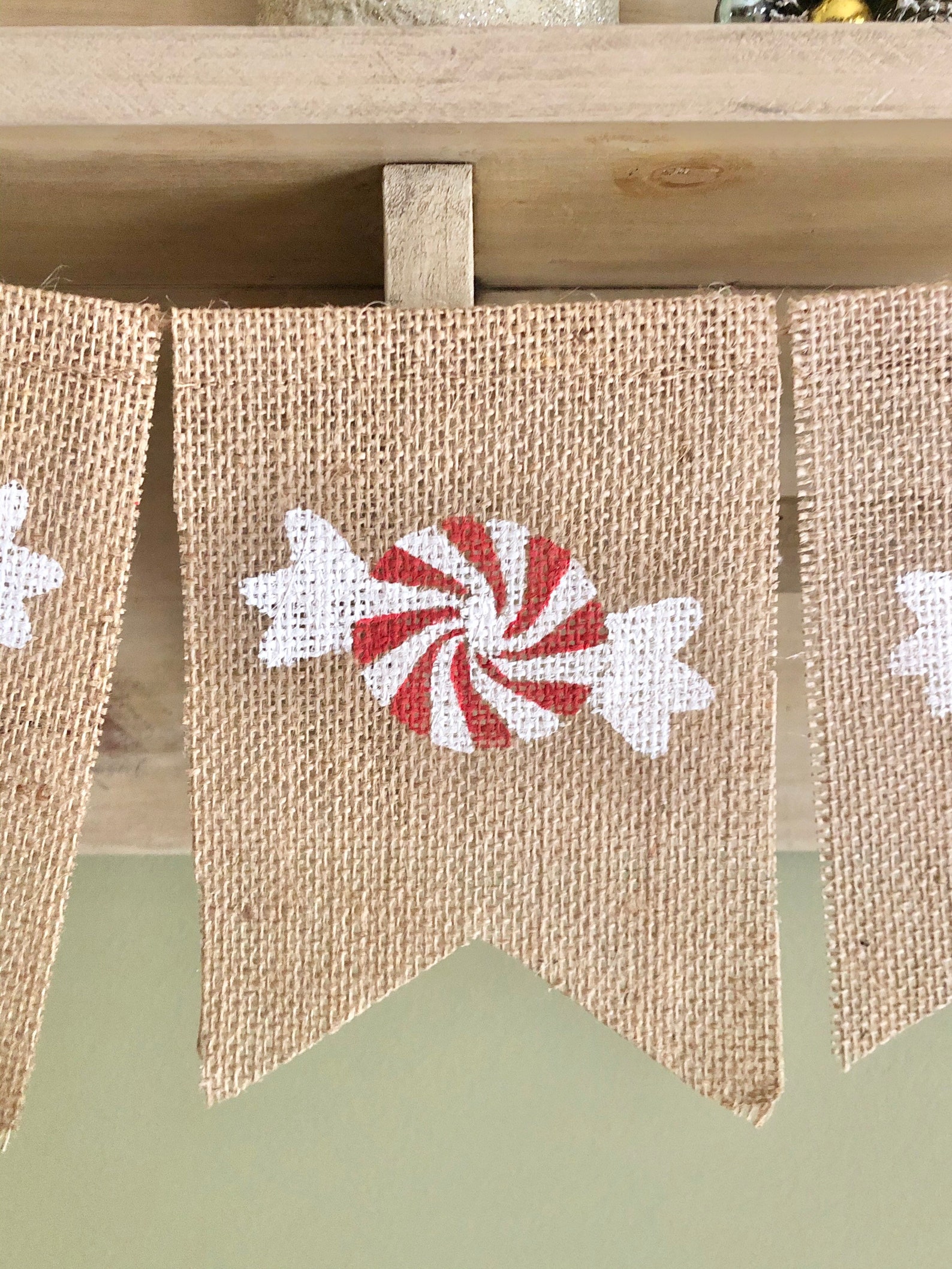 Peppermint Banner, Peppermint Christmas Banner, Peppermint Burlap ...