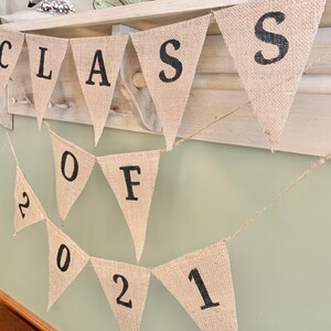 Graduation Burlap Banner, Class of Banner, Graduation Party Decor ...