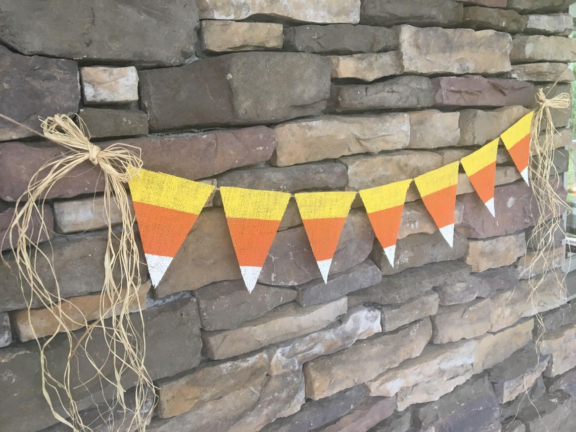 Candy corn burlap banner candy corn banner candy corn decor | Etsy