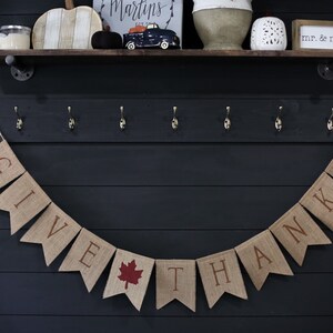 Give Thanks Banner, Give Thanks Burlap Banner, Thanksgiving Banner ...