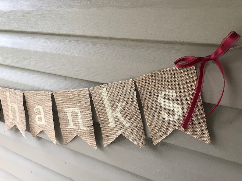 Give Thanks Banner - Thanksgiving Banner - Burlap Banner - Thanksgiving ...