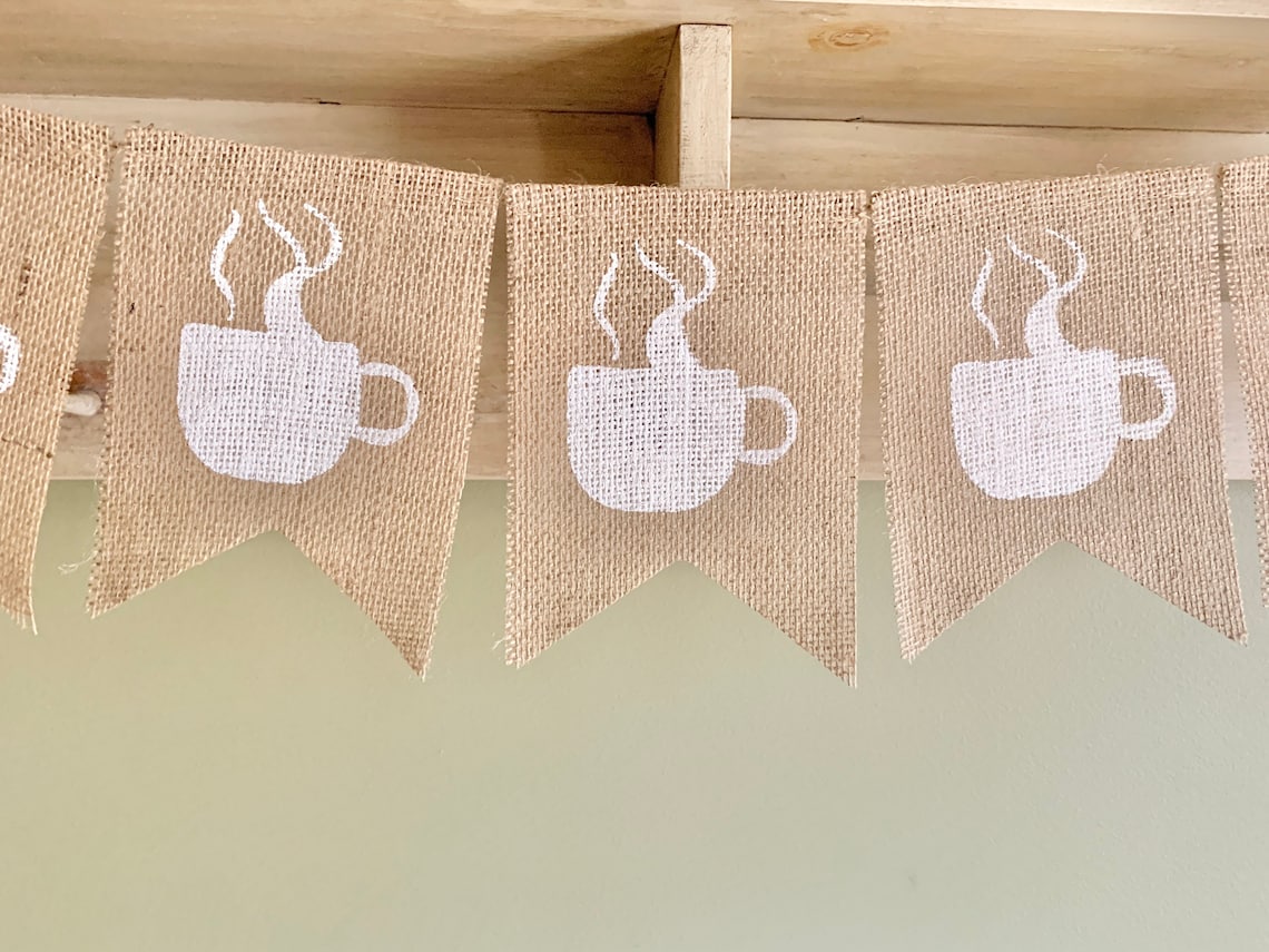 Coffee cup banner coffee bar banner | Etsy