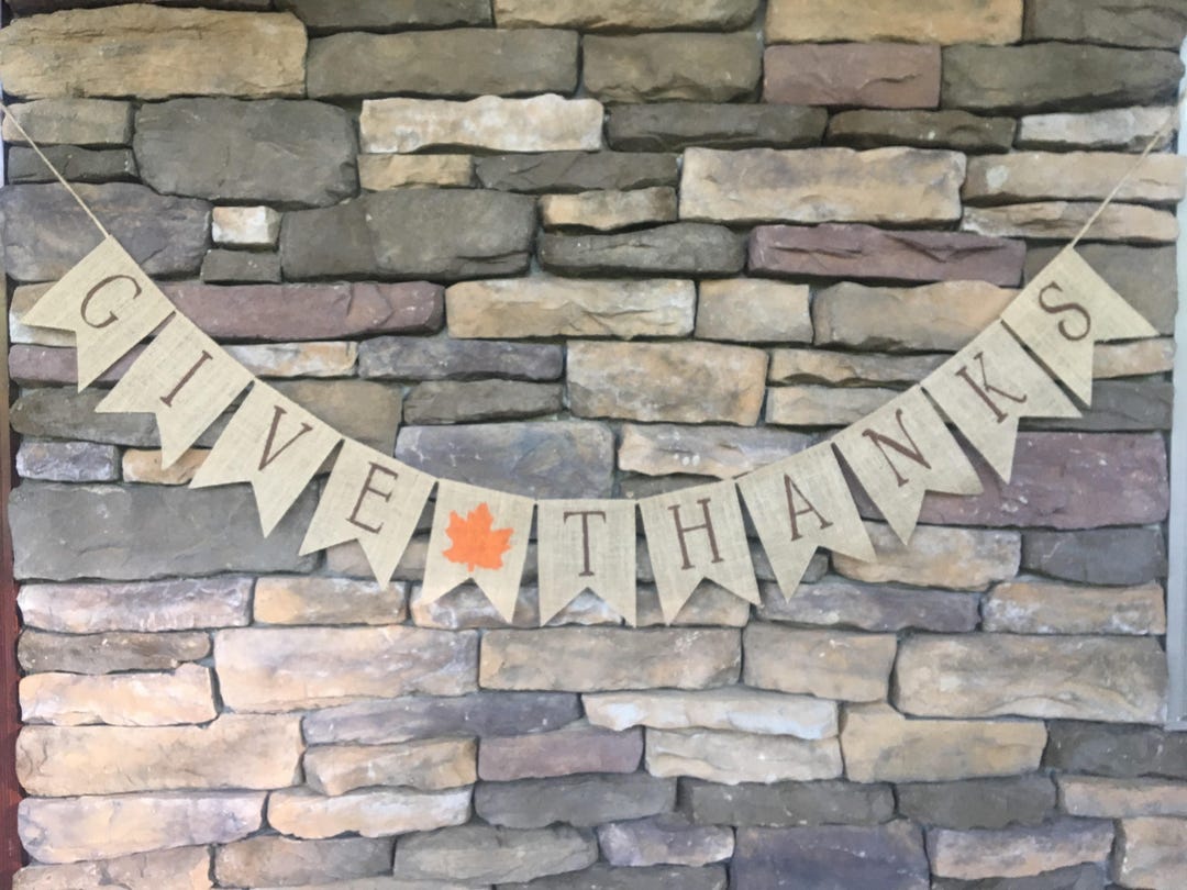 Give Thanks Banner, Give Thanks Burlap Banner, Thanksgiving Banner ...