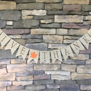 Give Thanks Banner, Give Thanks Burlap Banner, Thanksgiving Banner ...