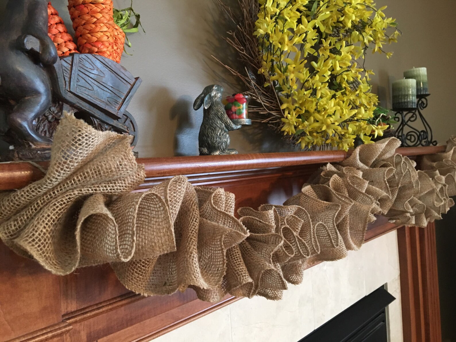 Burlap Garland Ruffle Burlap Garland Mantel Decor Rustic | Etsy