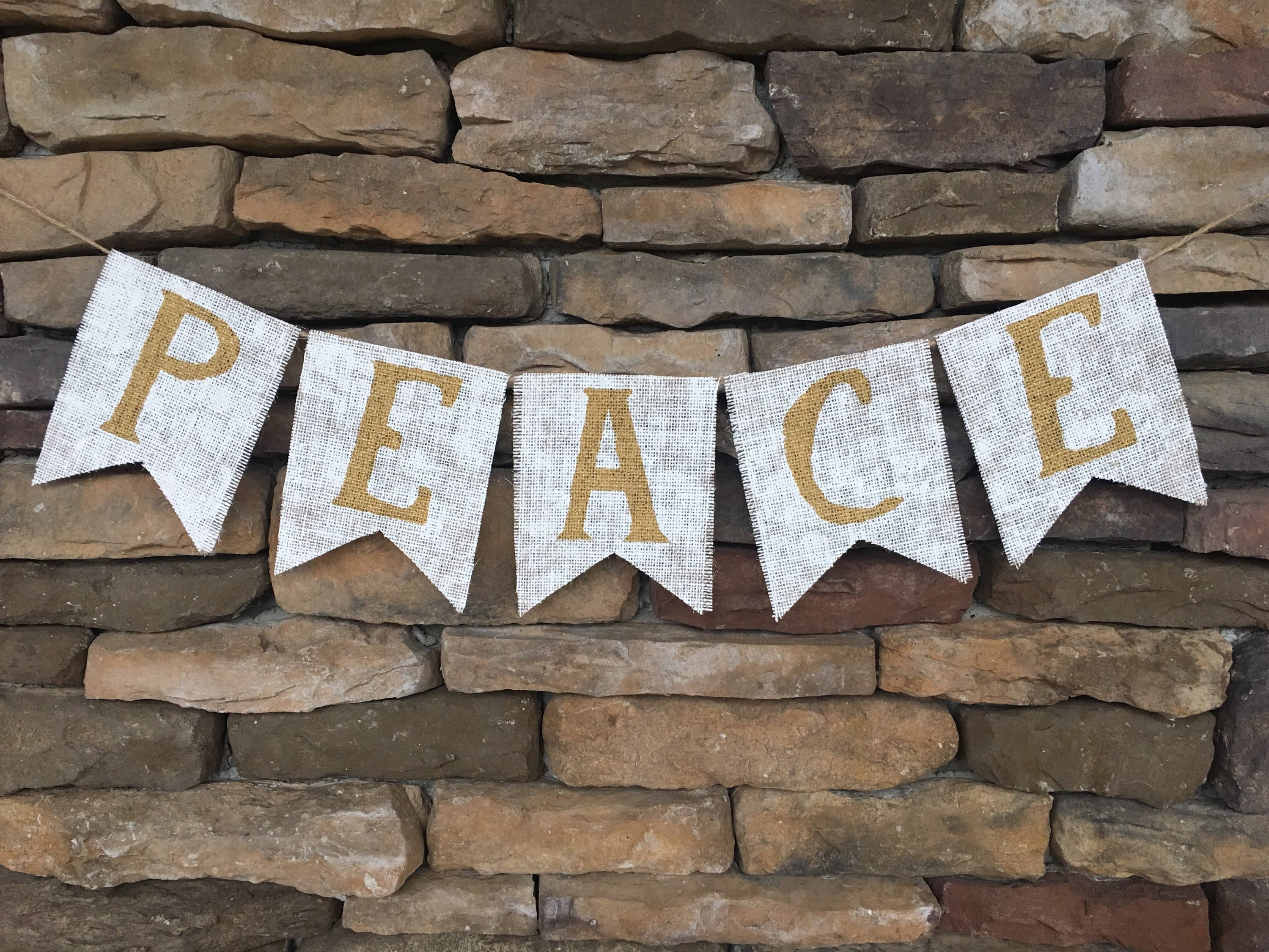 Peace Christmas Banner Holiday Banner Peace Banner Burlap | Etsy