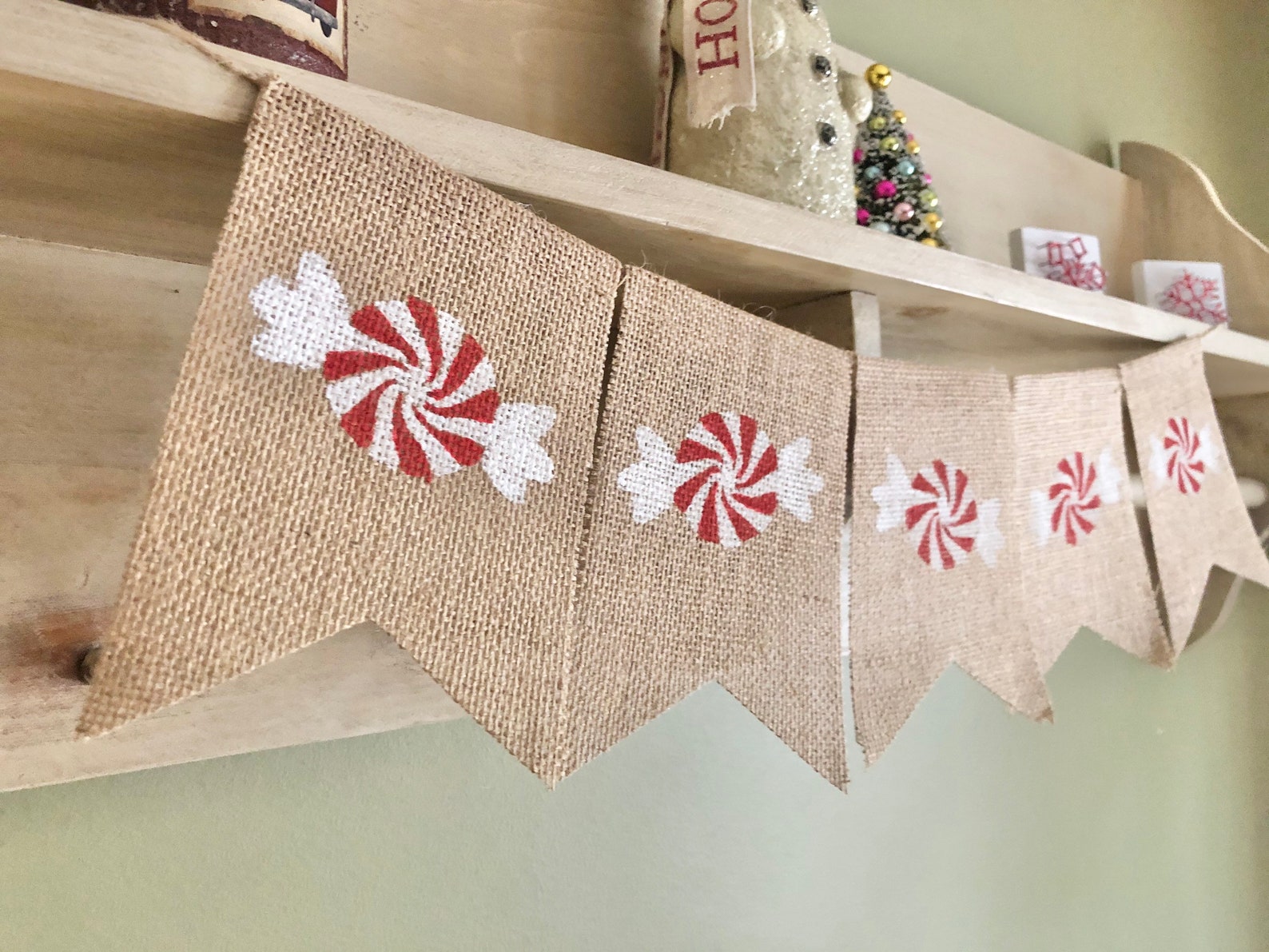 Peppermint Banner, Peppermint Christmas Banner, Peppermint Burlap ...